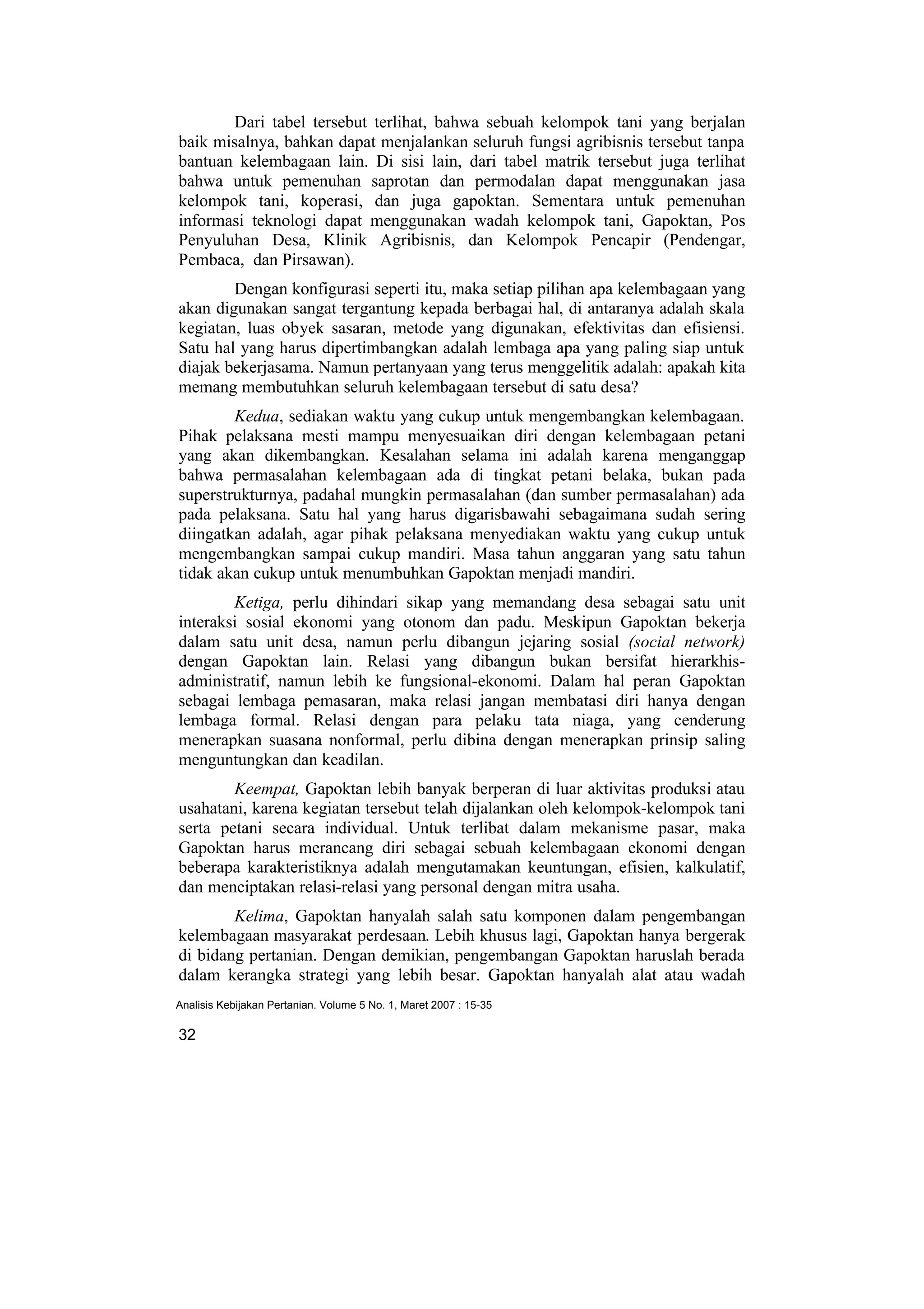 Gapoktan sebagai aktor ekonomi Petani | PDF