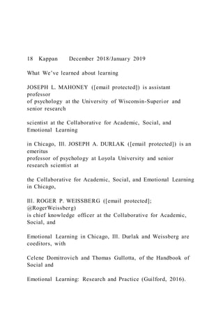 18 Kappan December 2018January 2019What We’ve lear | DOCX | Educational ...