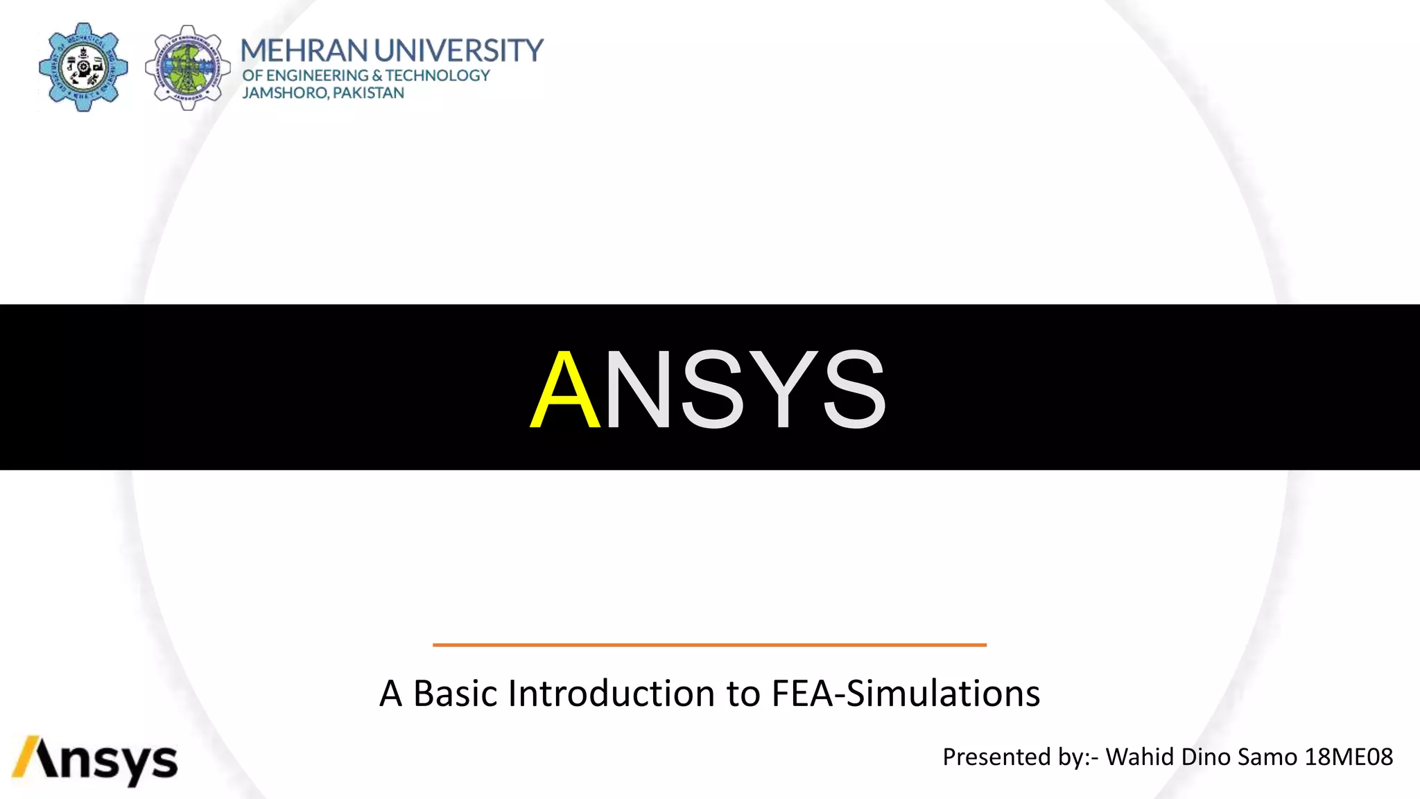 Introduction To Finite Element Analysis And Ansys Pptx Physics Science