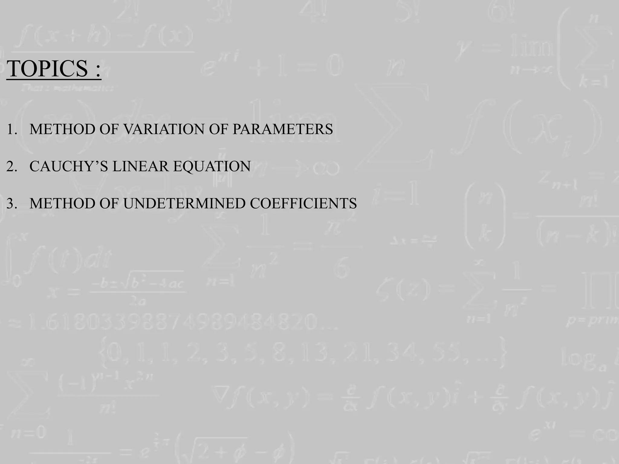 SOLUTION OF DIFFERENTIAL EQUATIONS | PPT