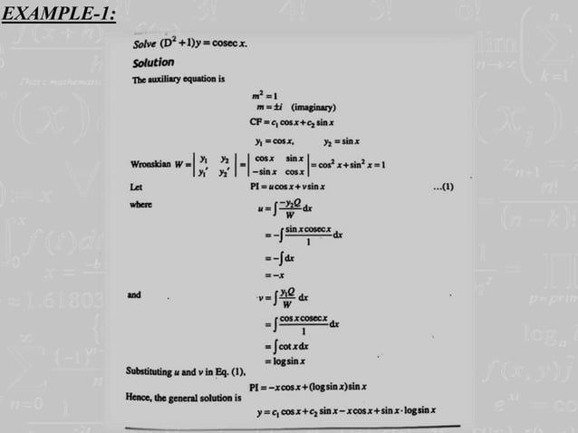 SOLUTION OF DIFFERENTIAL EQUATIONS | PPT