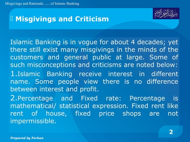Misgiving, rationale, philosophy of islamic banking | PPT