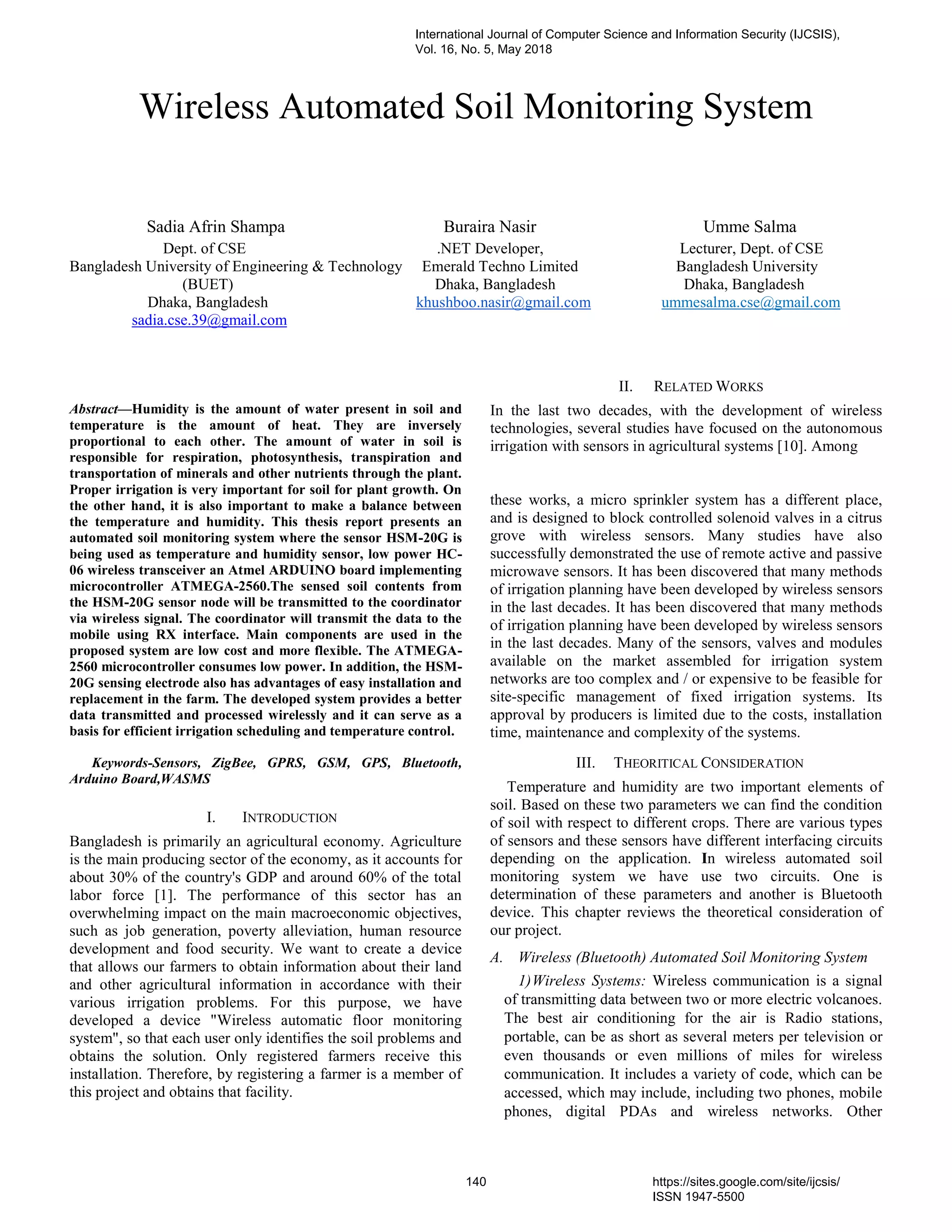 Wireless Automated Soil Monitoring System | PDF