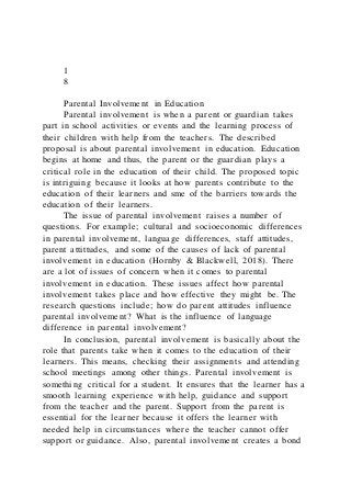 18Parental Involvement in EducationParental involveme | DOCX