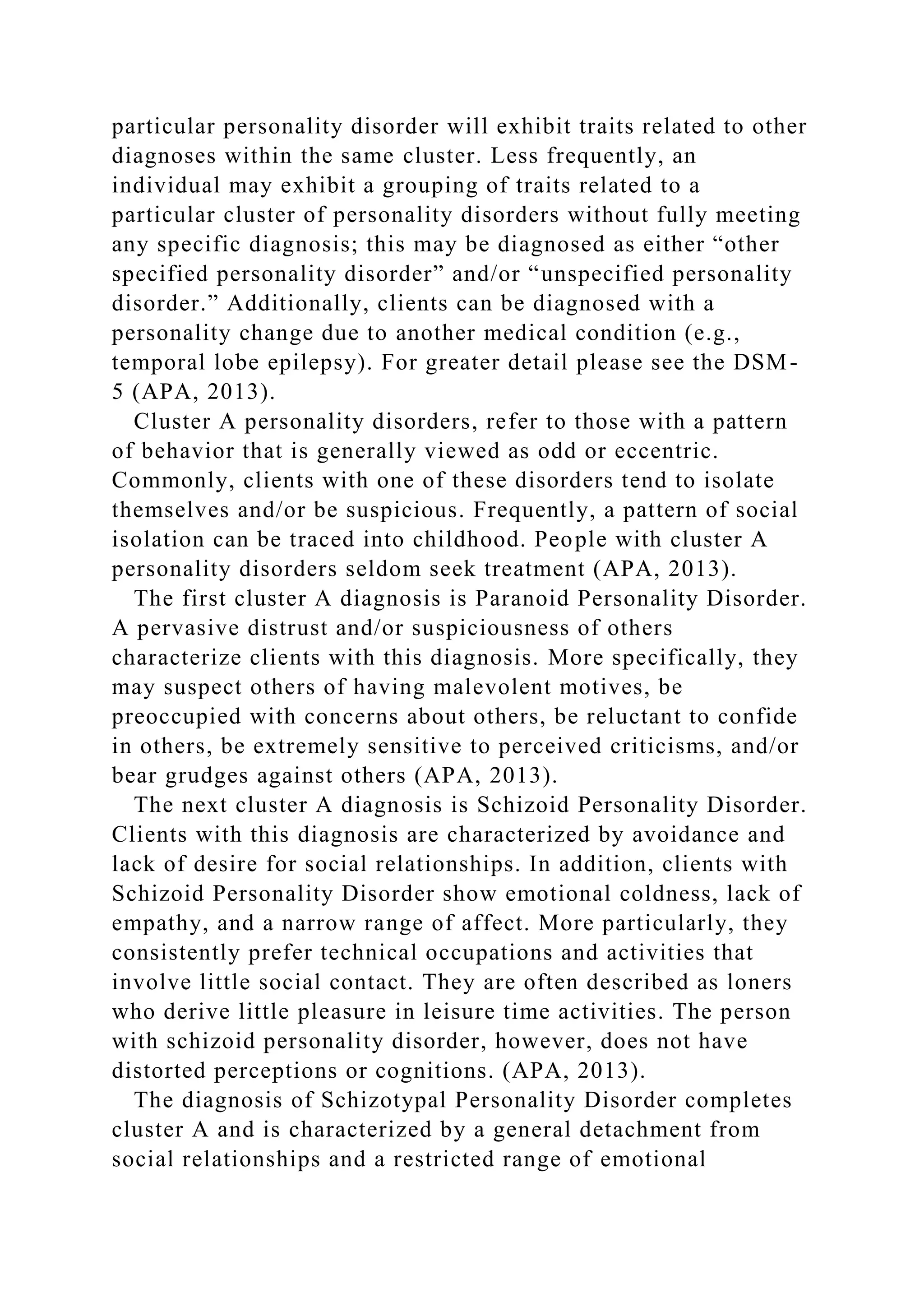 18 Personality DisordersDisordersThe diagnoses in this chapter.docx