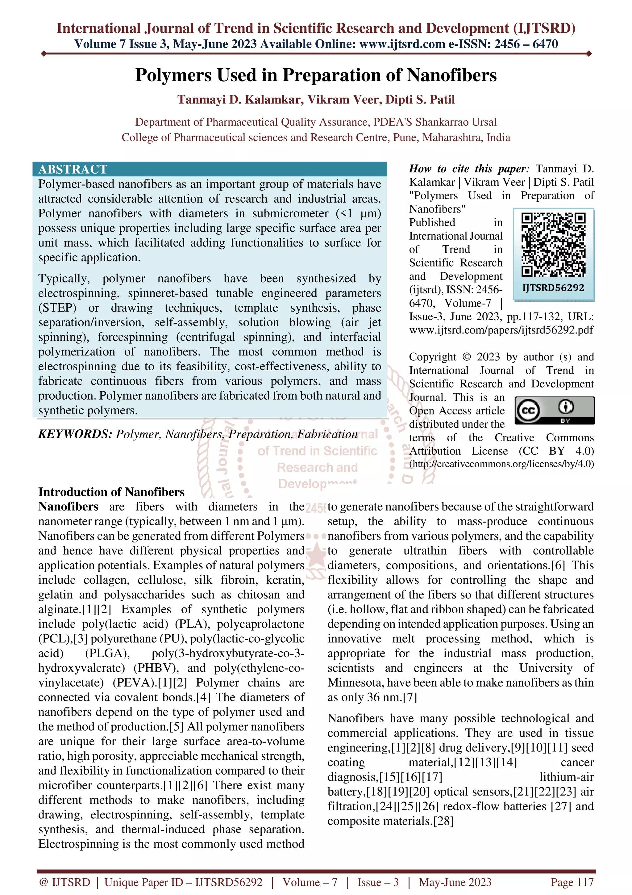 Polymers Used in Preparation of Nanofibers | PDF