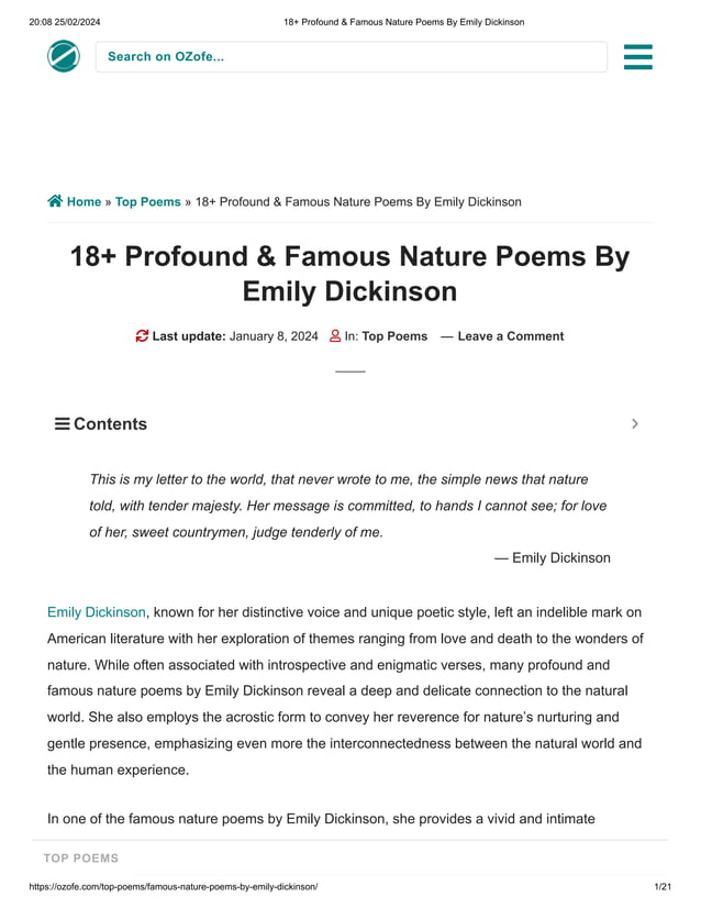 18+ Profound & Famous Nature Poems By Emily Dickinson.pdf