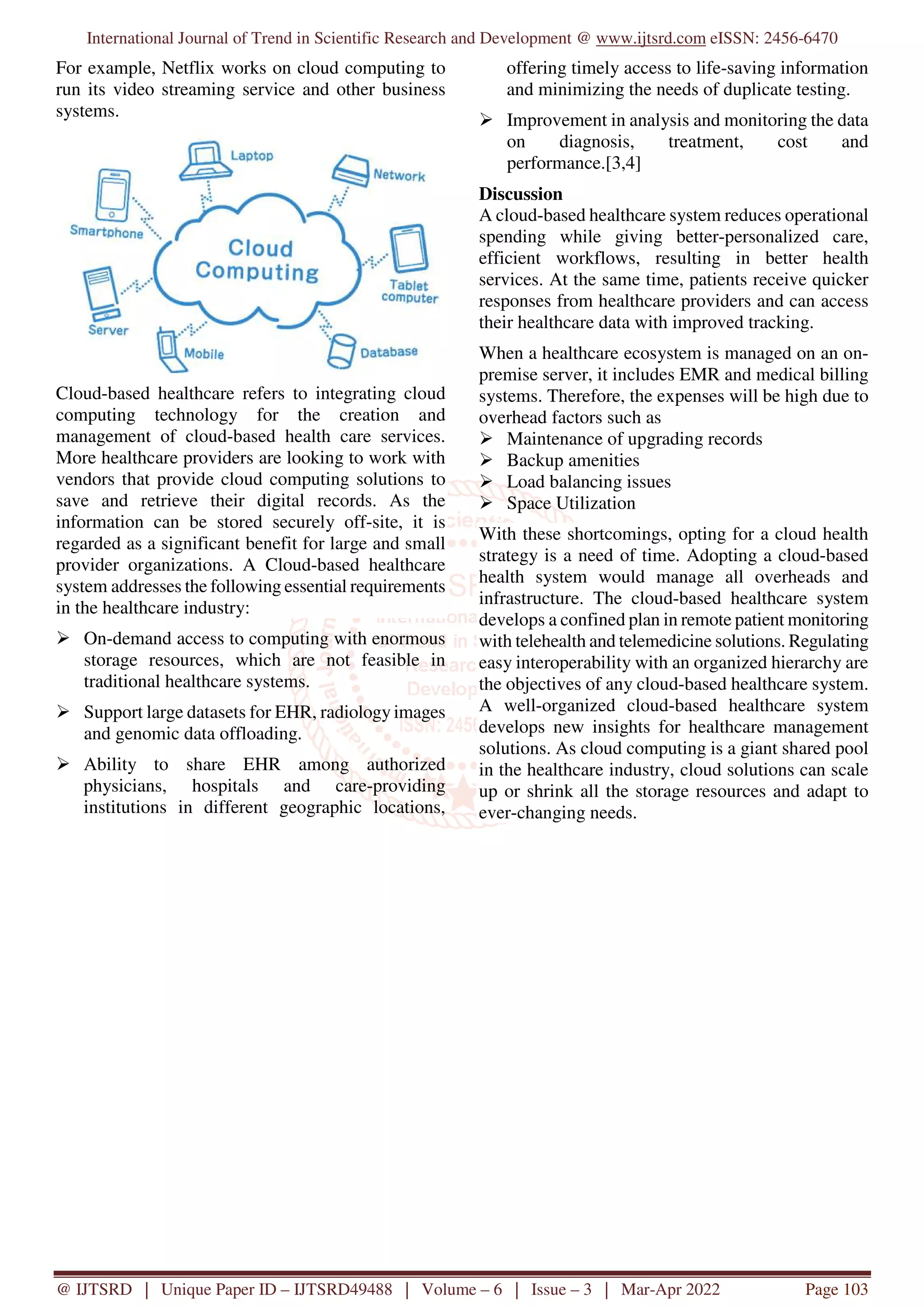 Role of Cloud Computing in Healthcare Systems | PDF