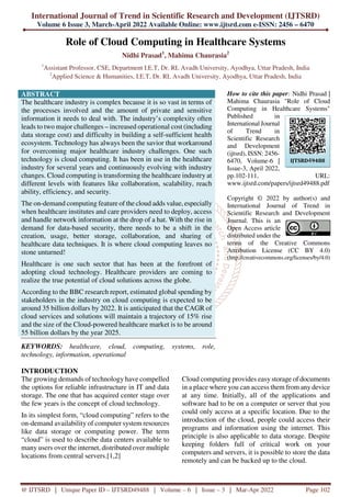 Role of Cloud Computing in Healthcare Systems | PDF