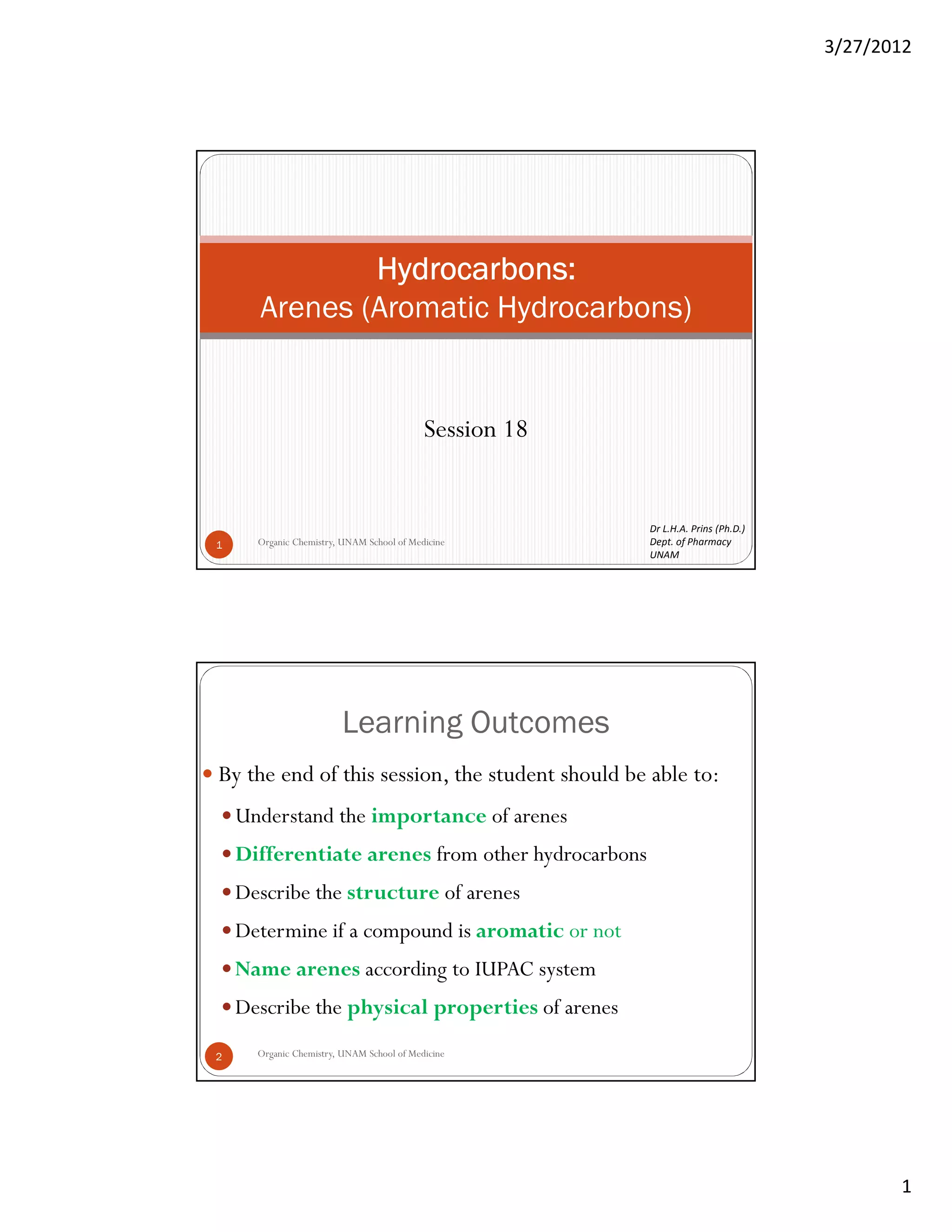 (18) session 18 arenes (aromatic hydrocarbons) (1) | PDF
