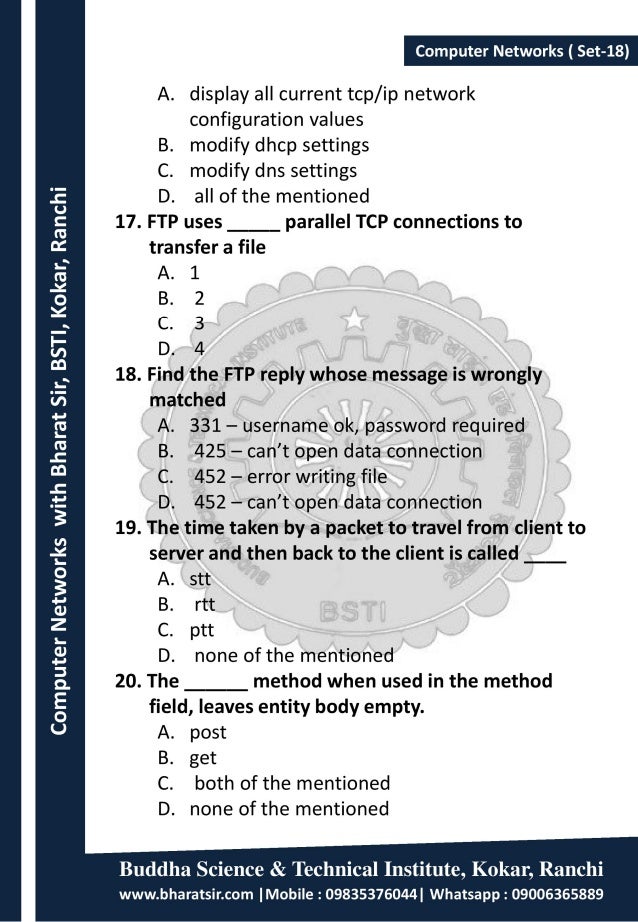 BSTI-BharatSir : Computer Network , Set-18 | PDF