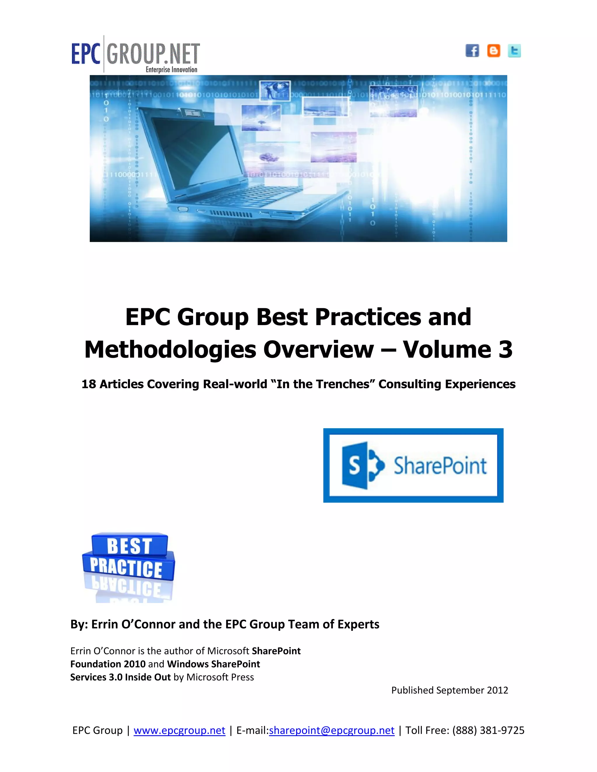 18 SharePoint Best Practice and In-Depth Methodologies - EPC Group | PDF
