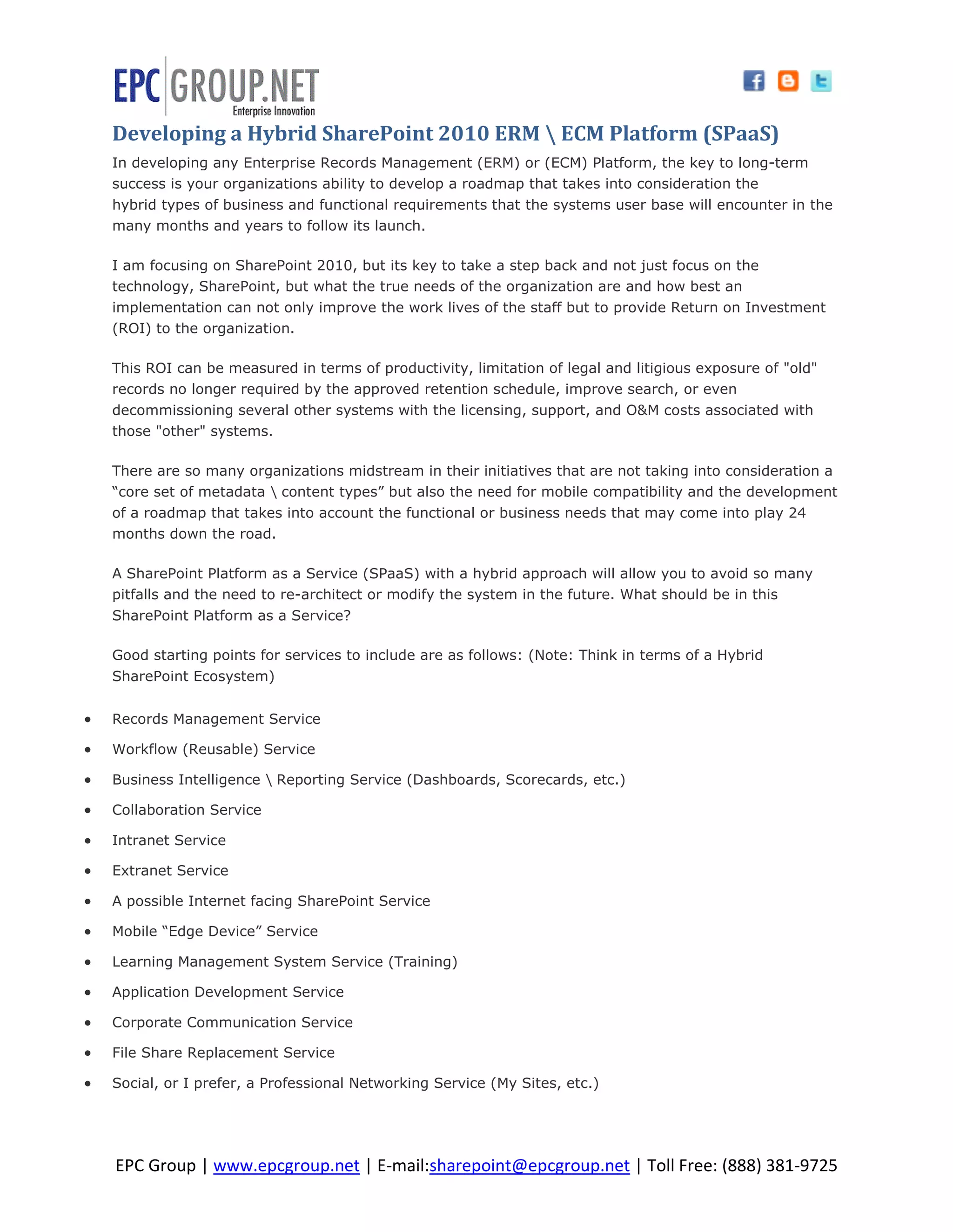 18 SharePoint Best Practice and In-Depth Methodologies - EPC Group | PDF