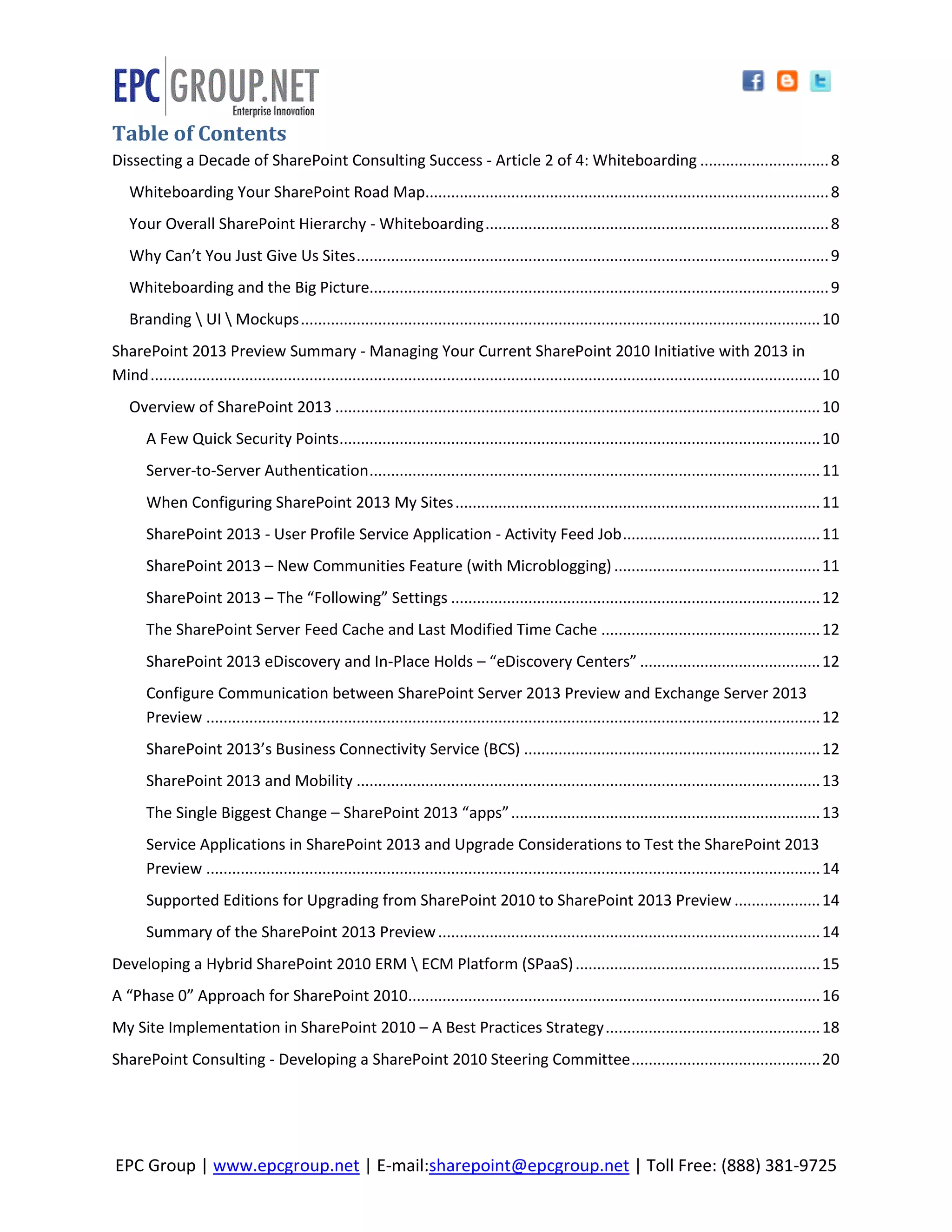 18 SharePoint Best Practice and In-Depth Methodologies - EPC Group | PDF