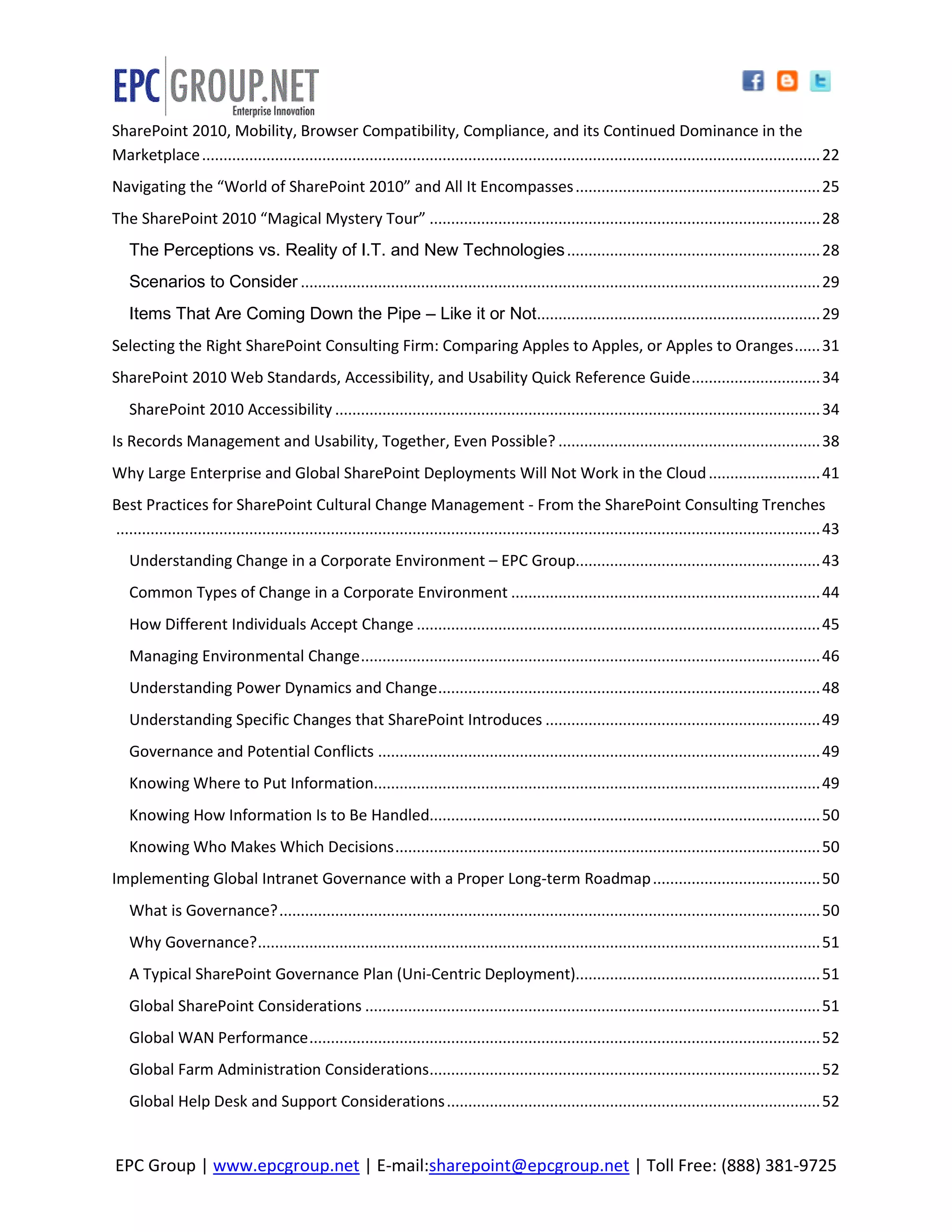 18 SharePoint Best Practice and In-Depth Methodologies - EPC Group | PDF