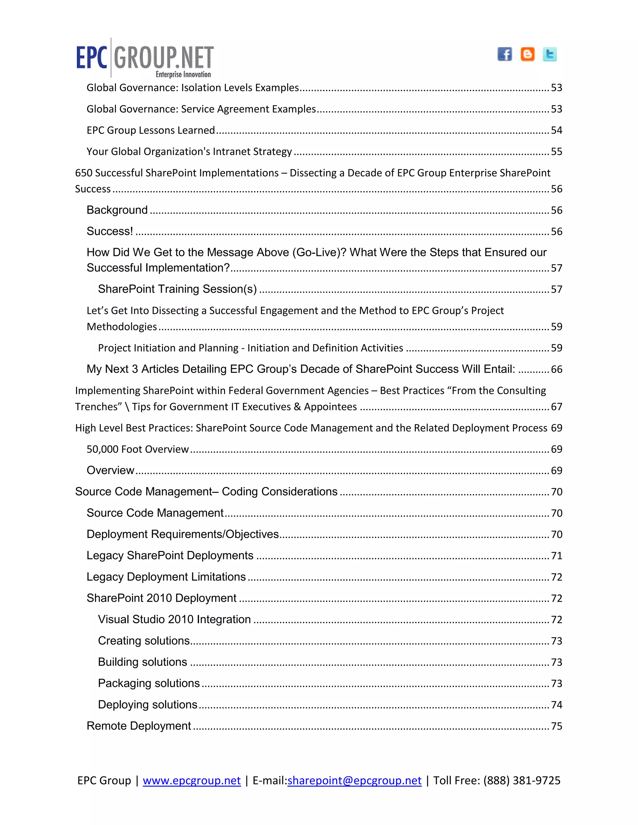 18 SharePoint Best Practice and In-Depth Methodologies - EPC Group | PDF