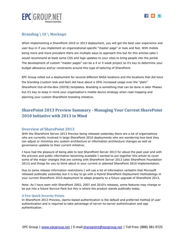 18 SharePoint Best Practice and In-Depth Methodologies - EPC Group | PDF