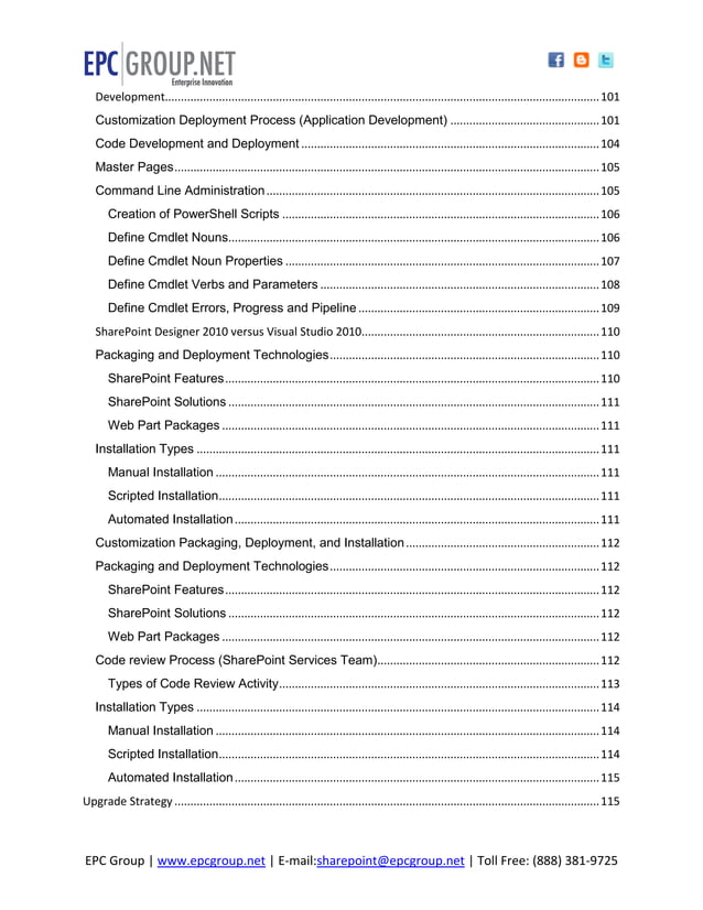 18 SharePoint Best Practice and In-Depth Methodologies - EPC Group | PDF