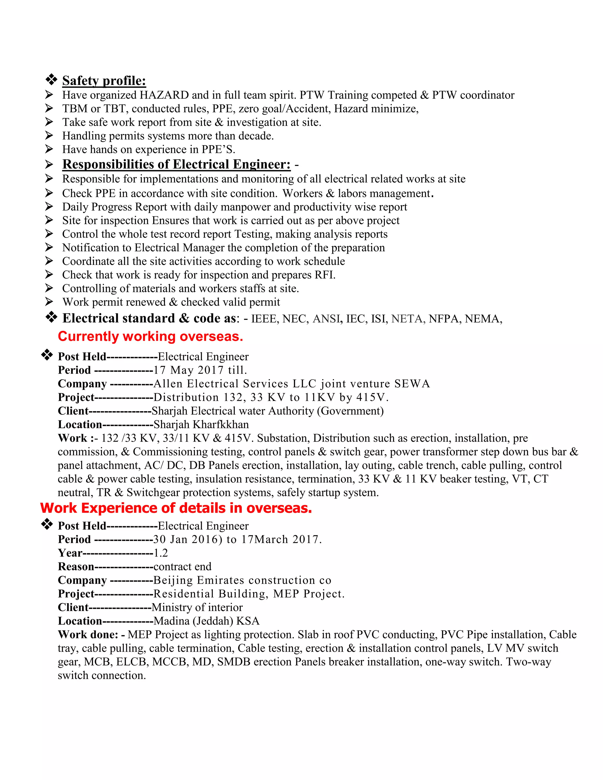 Electrical Engineer | PDF | Civil Engineering Industry | Industries