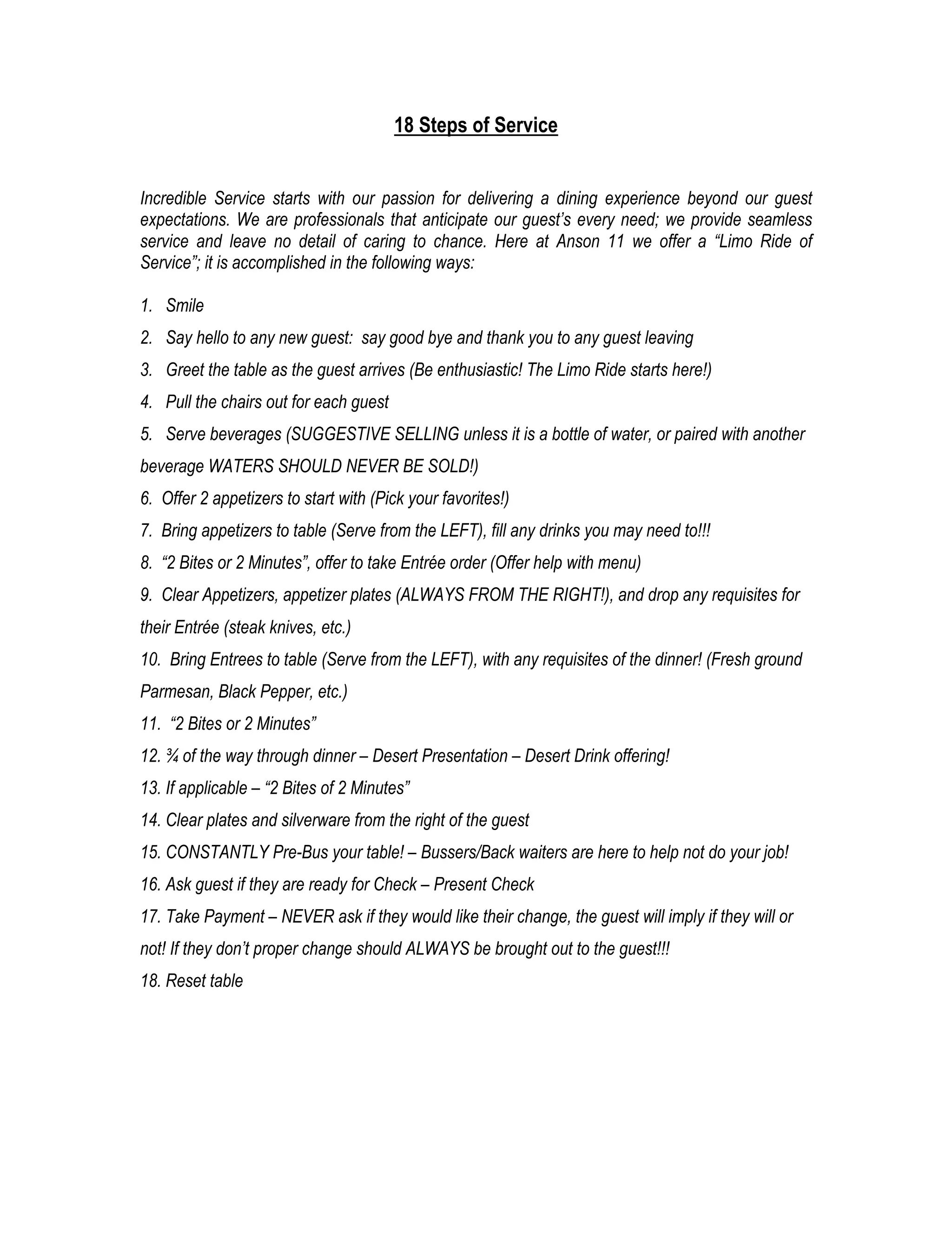 18 steps of service | PDF