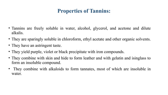 Tannins Occurrence Distribution Isolation Identification Test Pptx