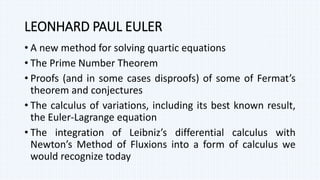 18th CENTURY MATHEMATICS | PPTX