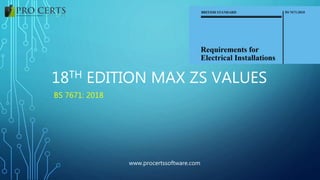 18th Edition max zs values BS7671 | PPTX