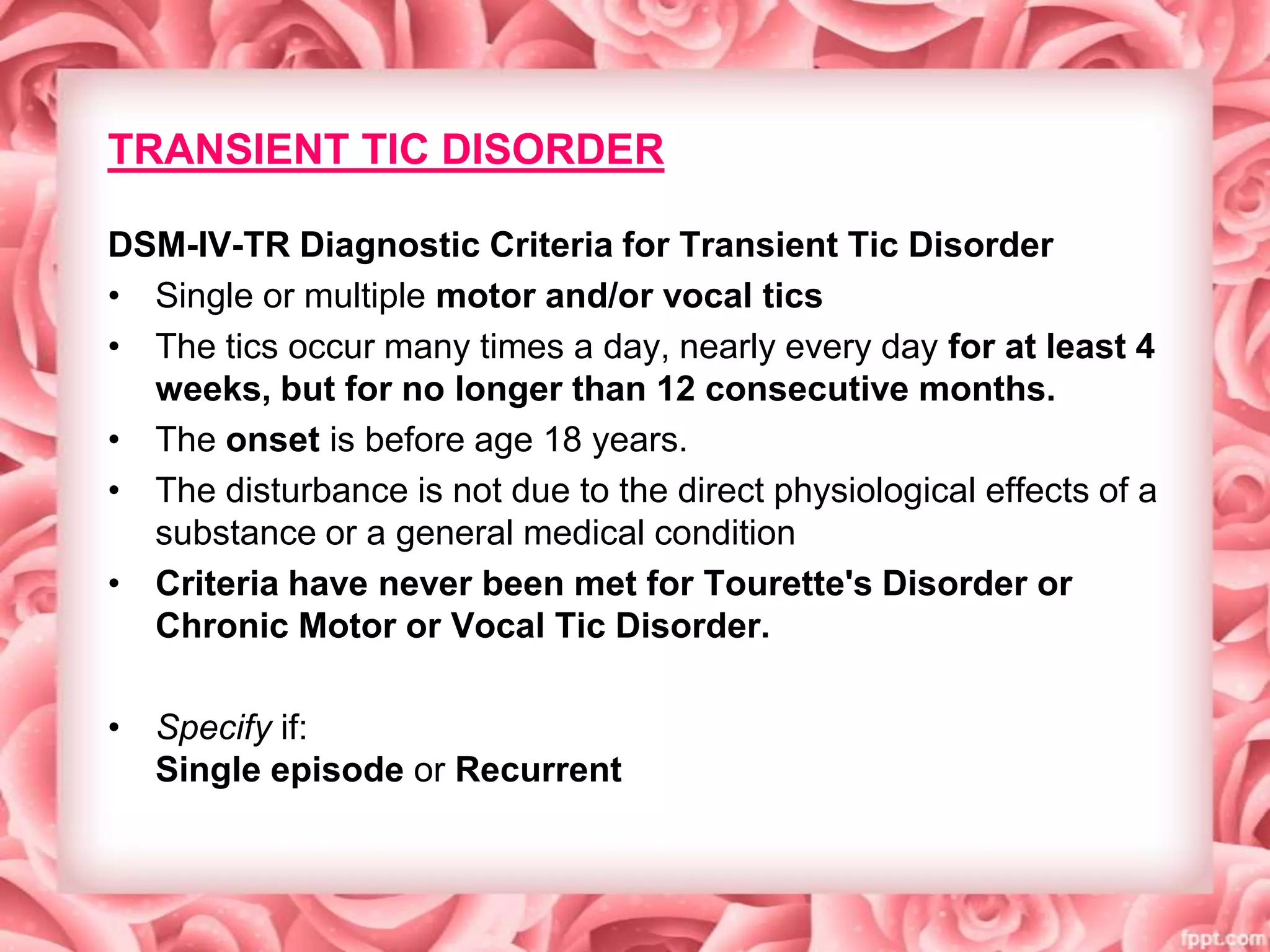 tic disorder | PPTX