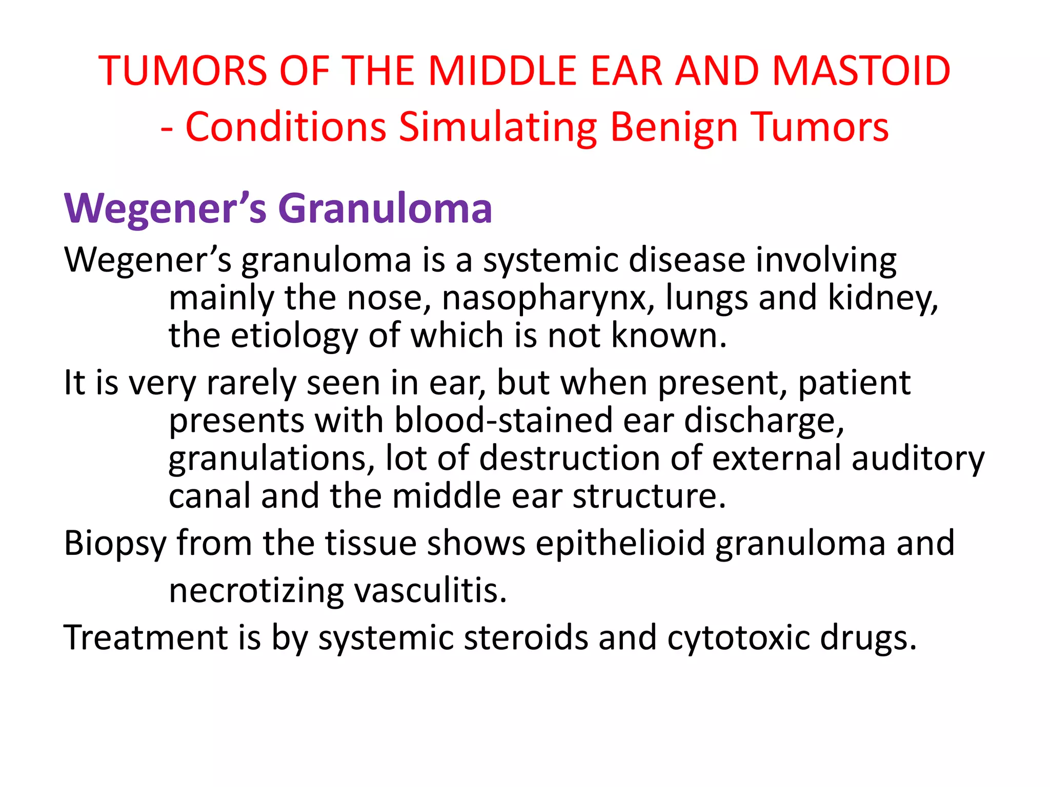 Tumours of External Auditory Canal and Middle Ear | PPTX