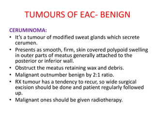 Tumours of External Auditory Canal and Middle Ear | PPTX