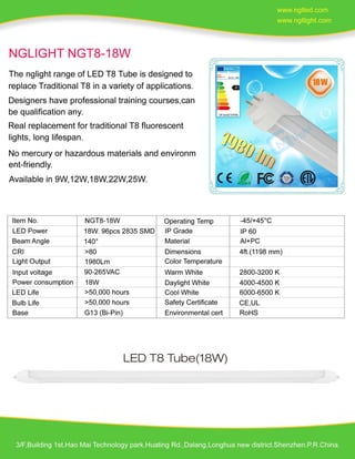 18w led t8 tube - www.ngtlight.com