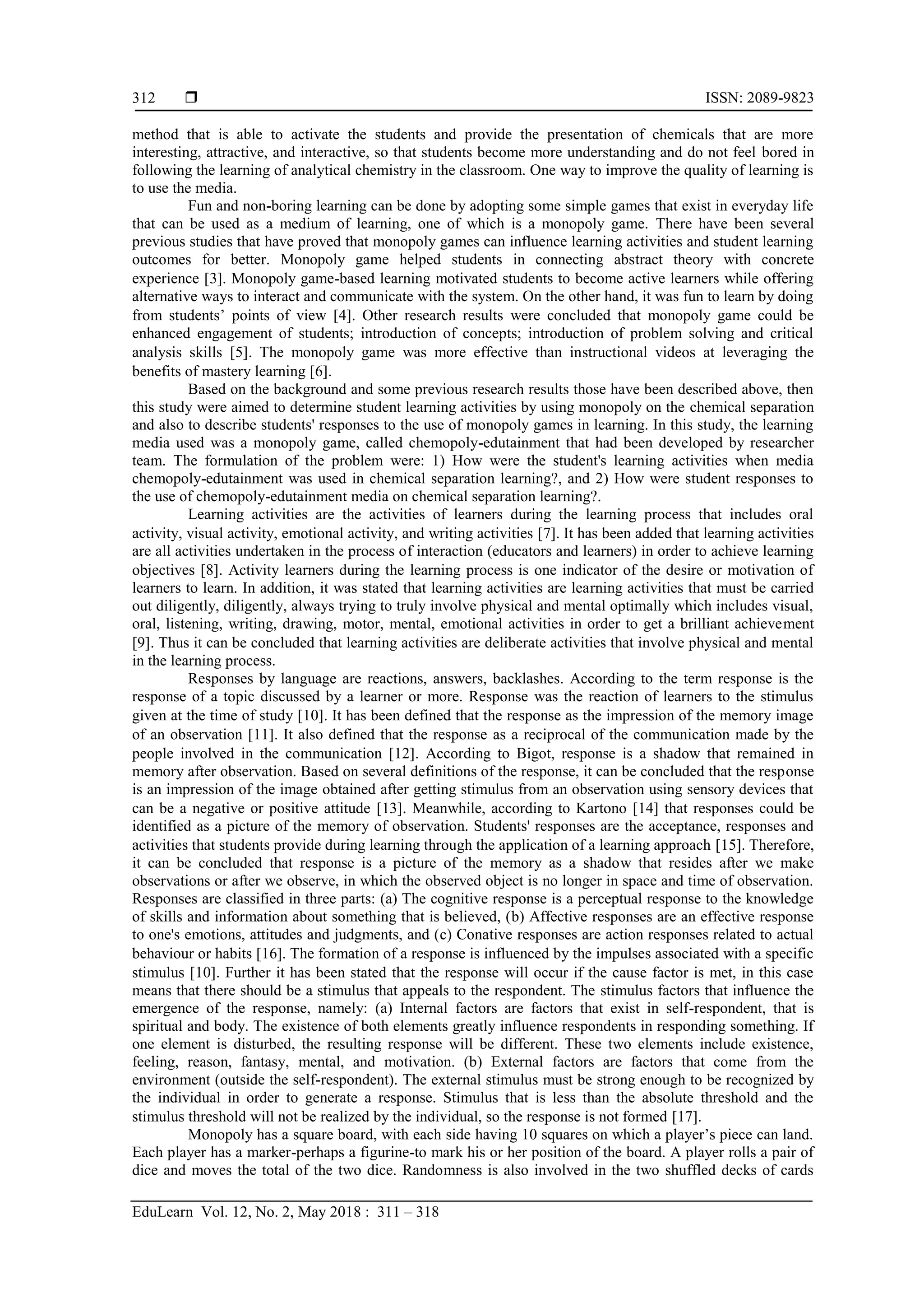 The Impacts of Chemopoly-Edutainment to Learning Activities and ...