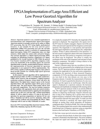 FPGA Implementation of Large Area Efficient and Low Power Geortzel Algorithm for Spectrum ...