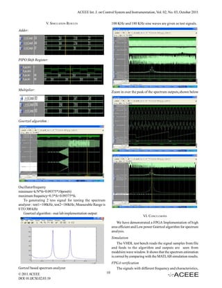 FPGA Implementation of Large Area Efficient and Low Power Geortzel Algorithm for Spectrum ...