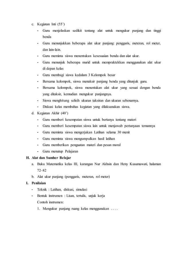 RPP Lengkap Matematika Kelas 3 SD/MI semester 1 | DOCX