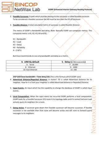 EIGRP (enhanced interior gateway routing protocol) | PDF | Computer Networking | Computing