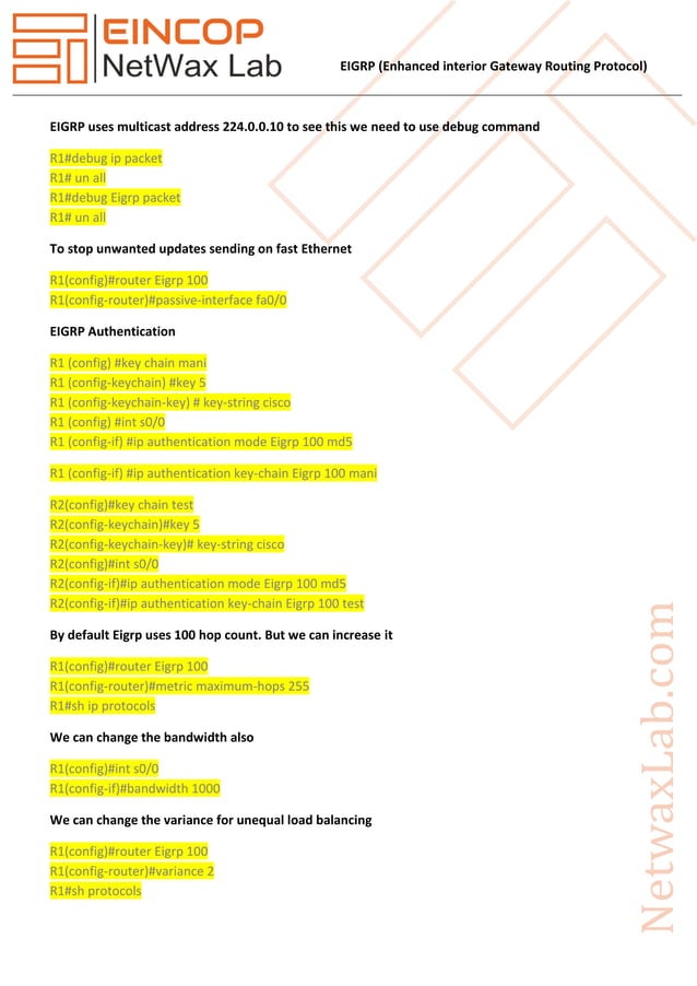 EIGRP (enhanced interior gateway routing protocol) | PDF | Computer Networking | Computing