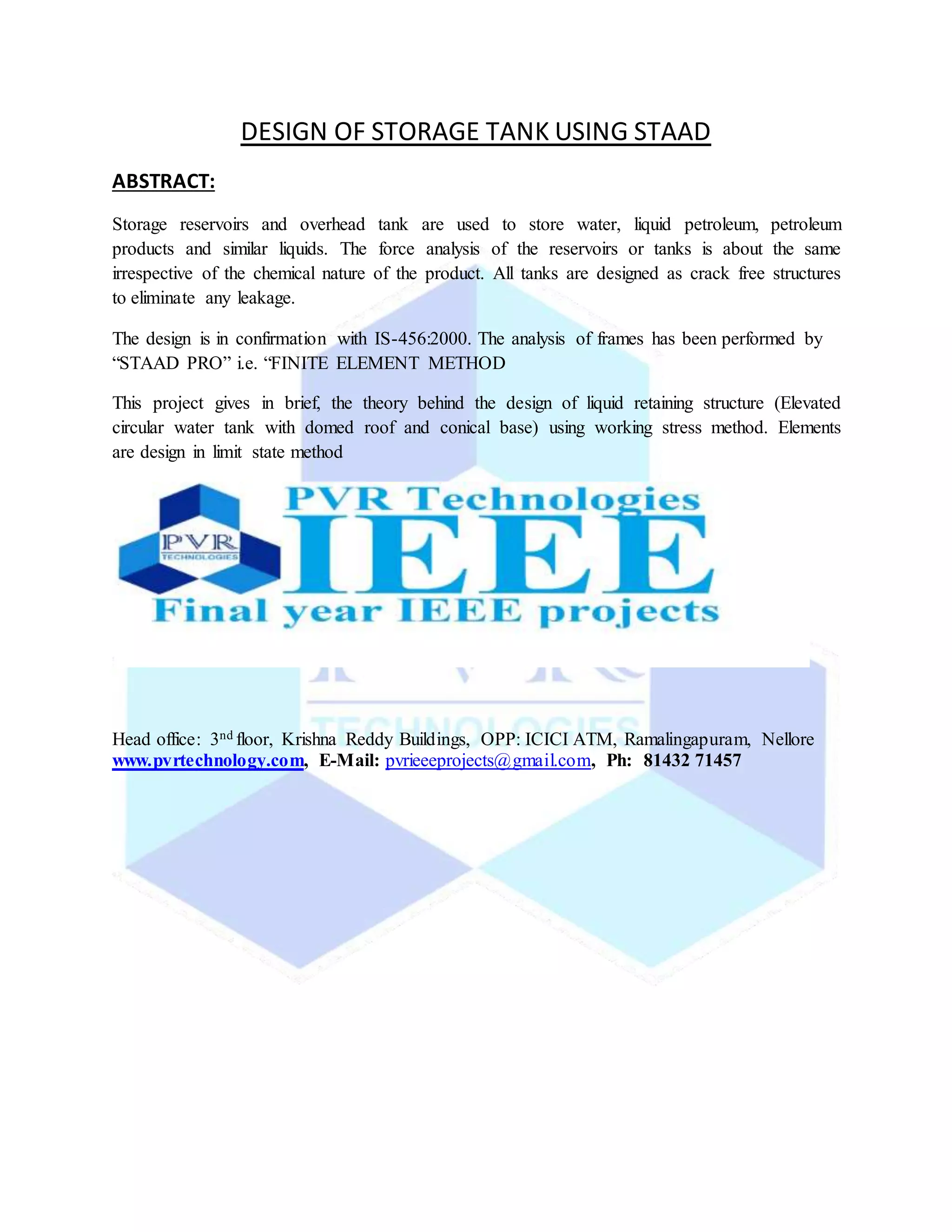 Design of a storage tank using staad | DOCX