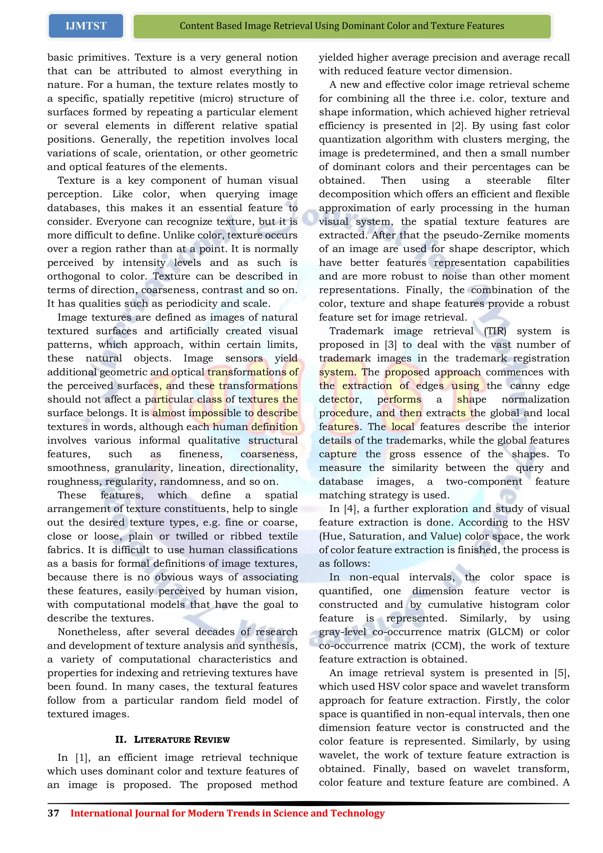 Content Based Image Retrieval Using Dominant Color And Texture Features