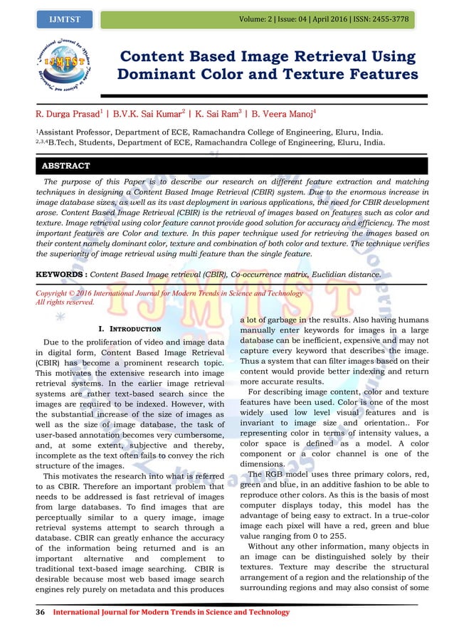 Content Based Image Retrieval Using Dominant Color And Texture Features Pdf
