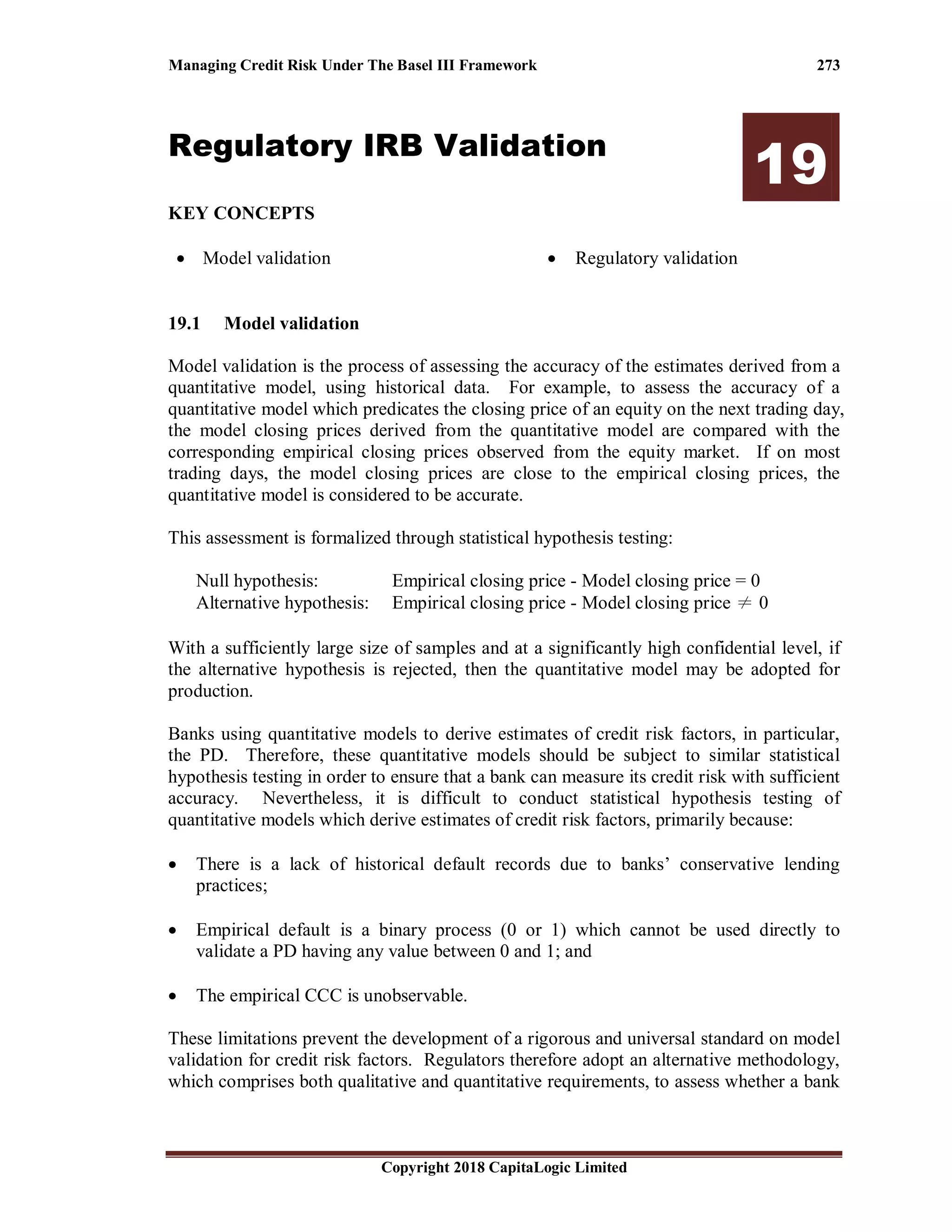 19.1 regulatory irb validation | PDF