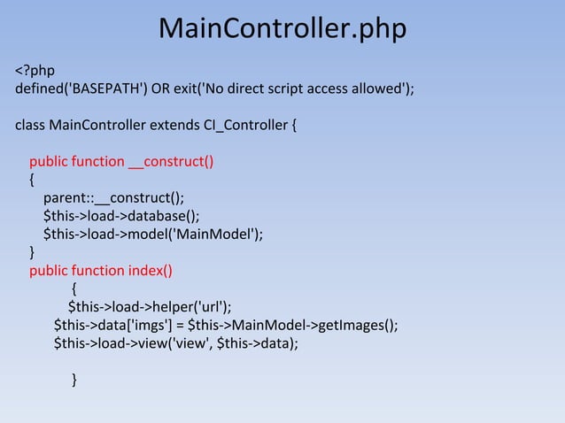 19. CodeIgniter imagini in mysql | PPTX | Databases | Computer Software and Applications