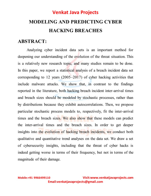 modeling and predicting cyber hacking breaches | DOCX | Databases ...