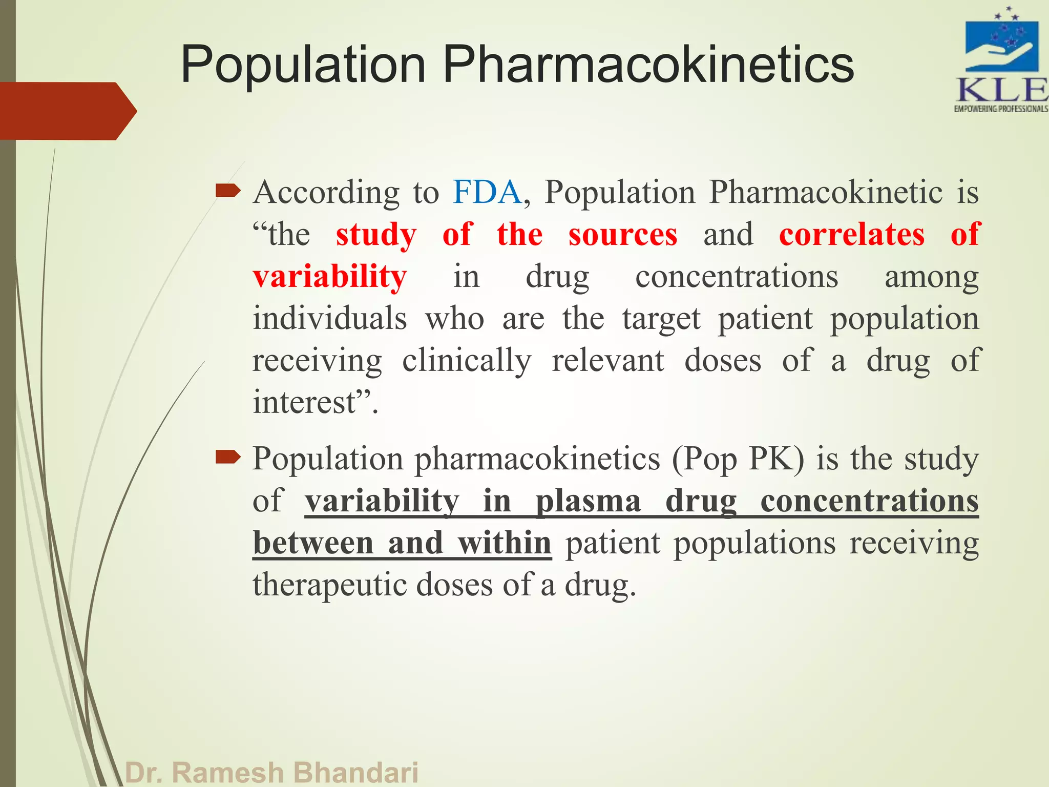 Population pharamacokinetics | PPTX