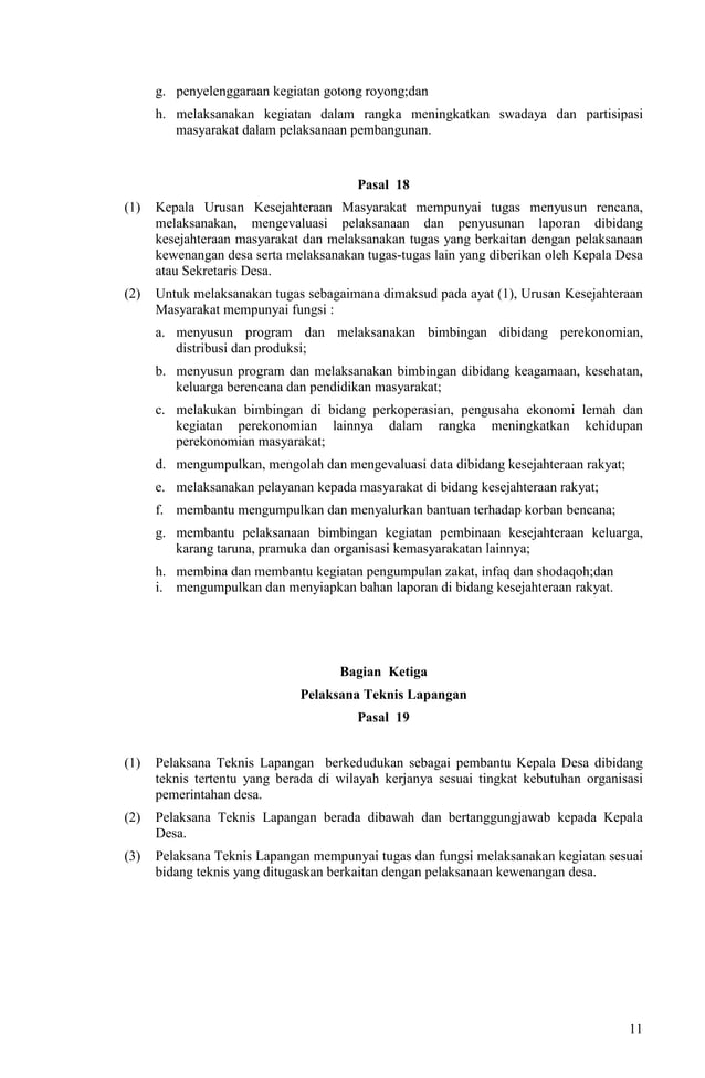 Perda Kabupaten Nunukan Tentang Pedoman Penyusunan Organisasi dan Tata Kerja Pemerintahan Desa | PDF