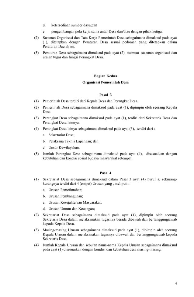Perda Kabupaten Nunukan Tentang Pedoman Penyusunan Organisasi dan Tata Kerja Pemerintahan Desa | PDF