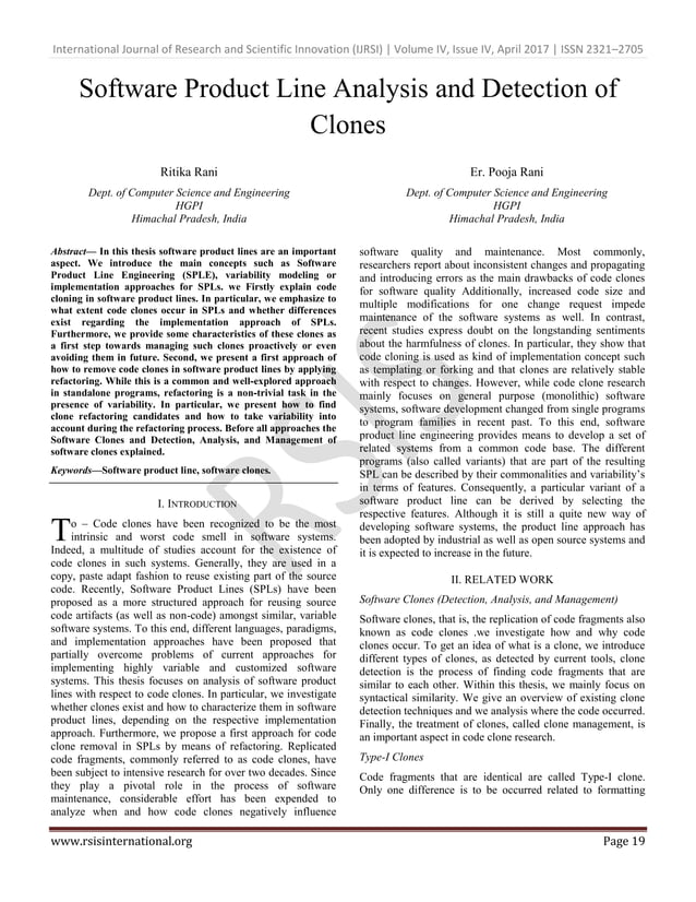 Software Product Line Analysis And Detection Of Clones Pdf
