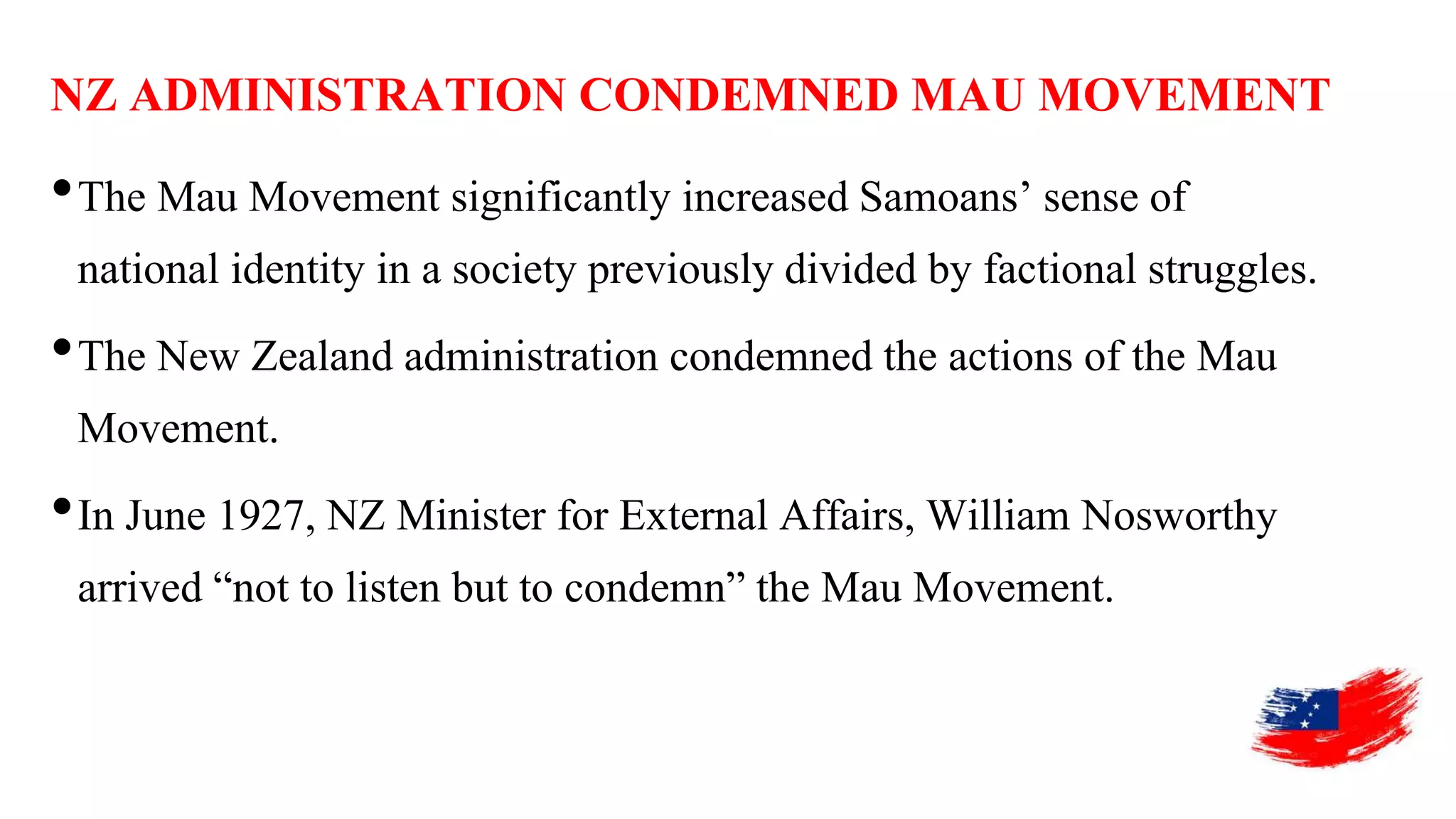 THE SAMOAN MAU MOVEMENT: THE MAU A SAMOA MOVEMENT IS FORMED | PPTX