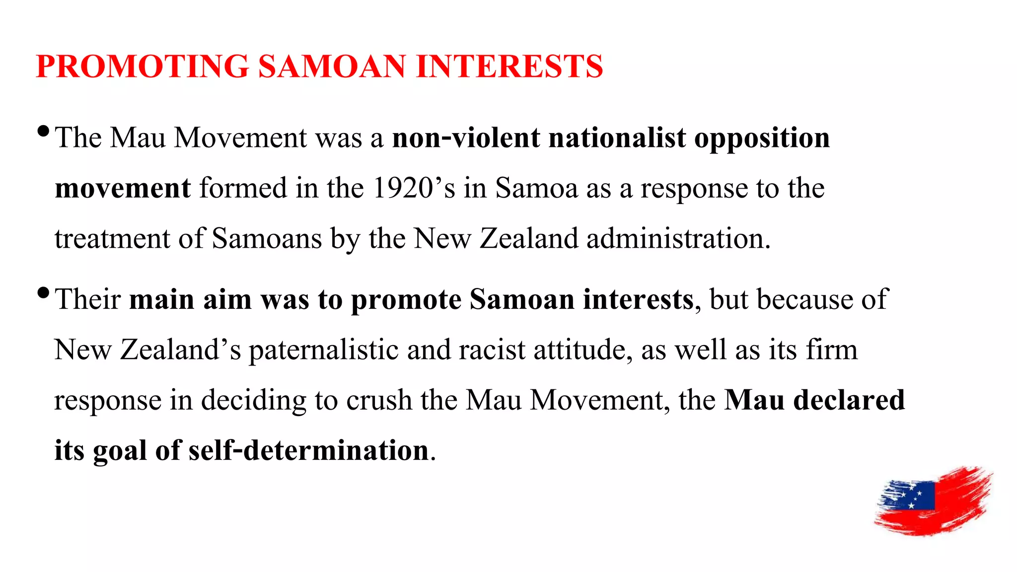 THE SAMOAN MAU MOVEMENT: THE MAU A SAMOA MOVEMENT IS FORMED | PPTX