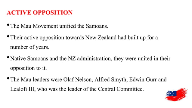 THE SAMOAN MAU MOVEMENT: THE MAU A SAMOA MOVEMENT IS FORMED | PPTX
